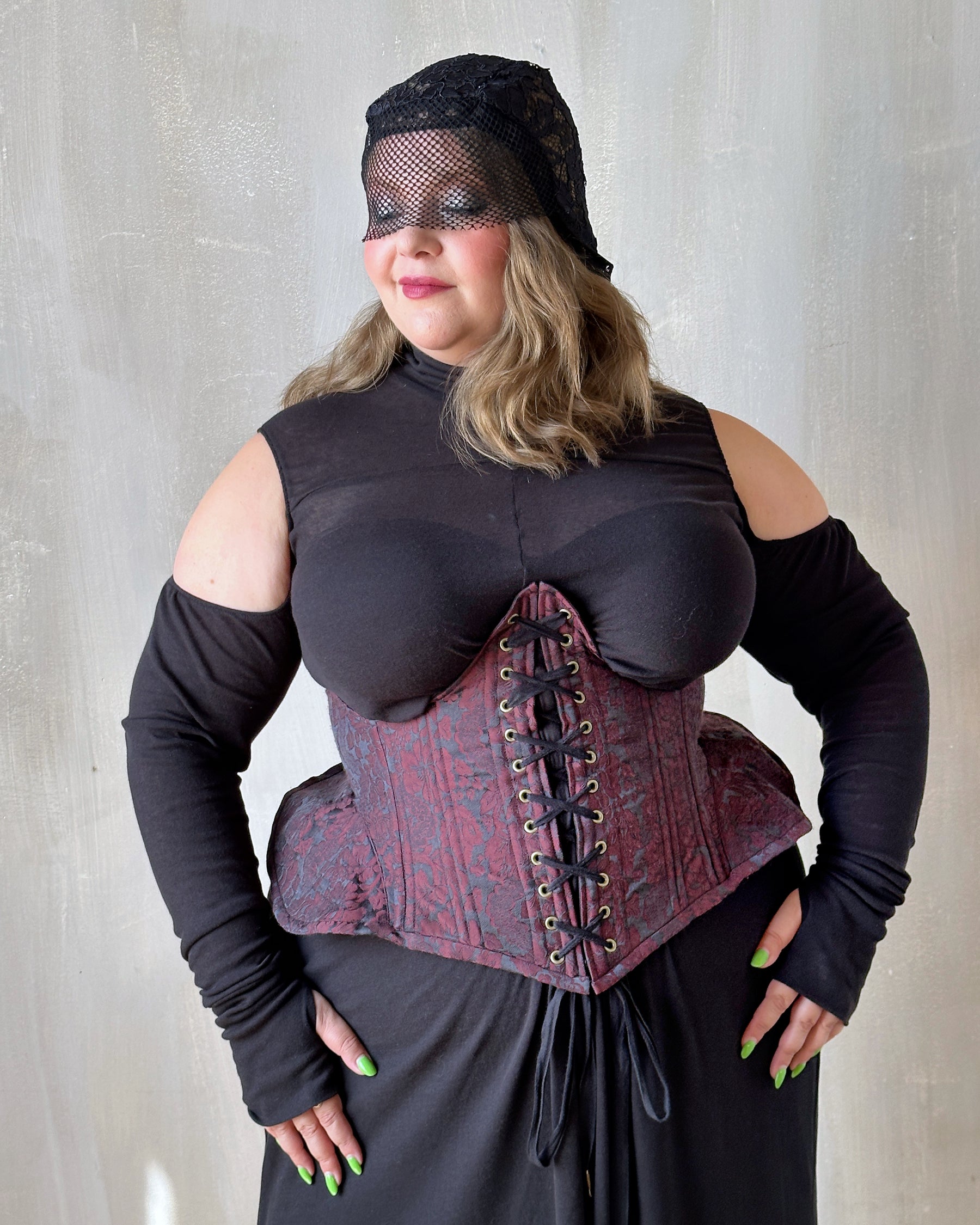FW'24: Underbust Pannier Corset in "Blood Floral" Silk (Pre-Order, Lim