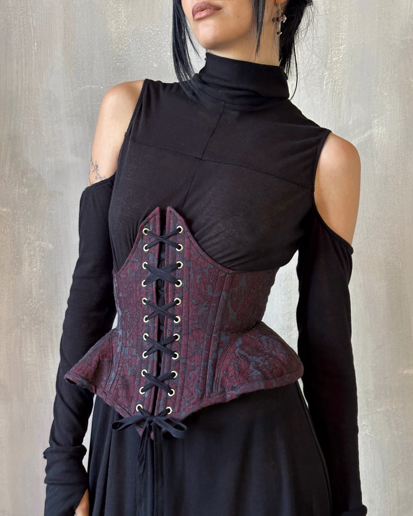 FW'24: Underbust Pannier Corset in "Blood Floral" Silk (Pre-Order, Lim