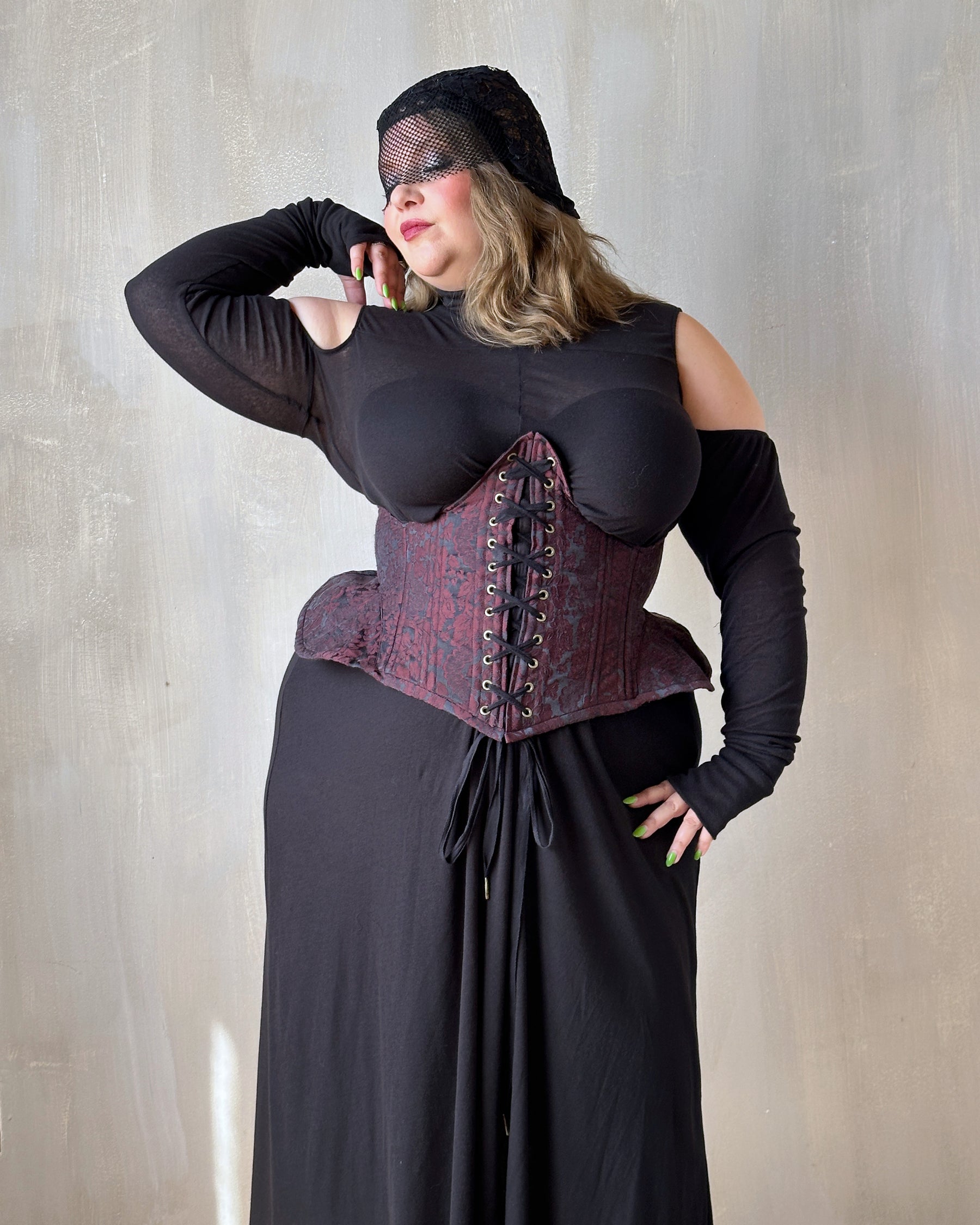 FW'24: Underbust Pannier Corset in "Blood Floral" Silk (Pre-Order, Lim