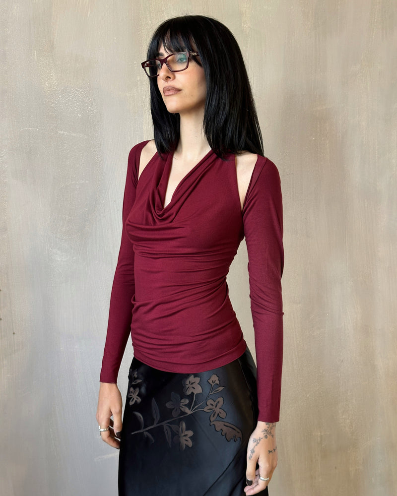 Halter Shrug Top in Blood Red (In Stock)