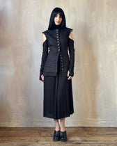 Long Button-Front Tails Vest in Linen