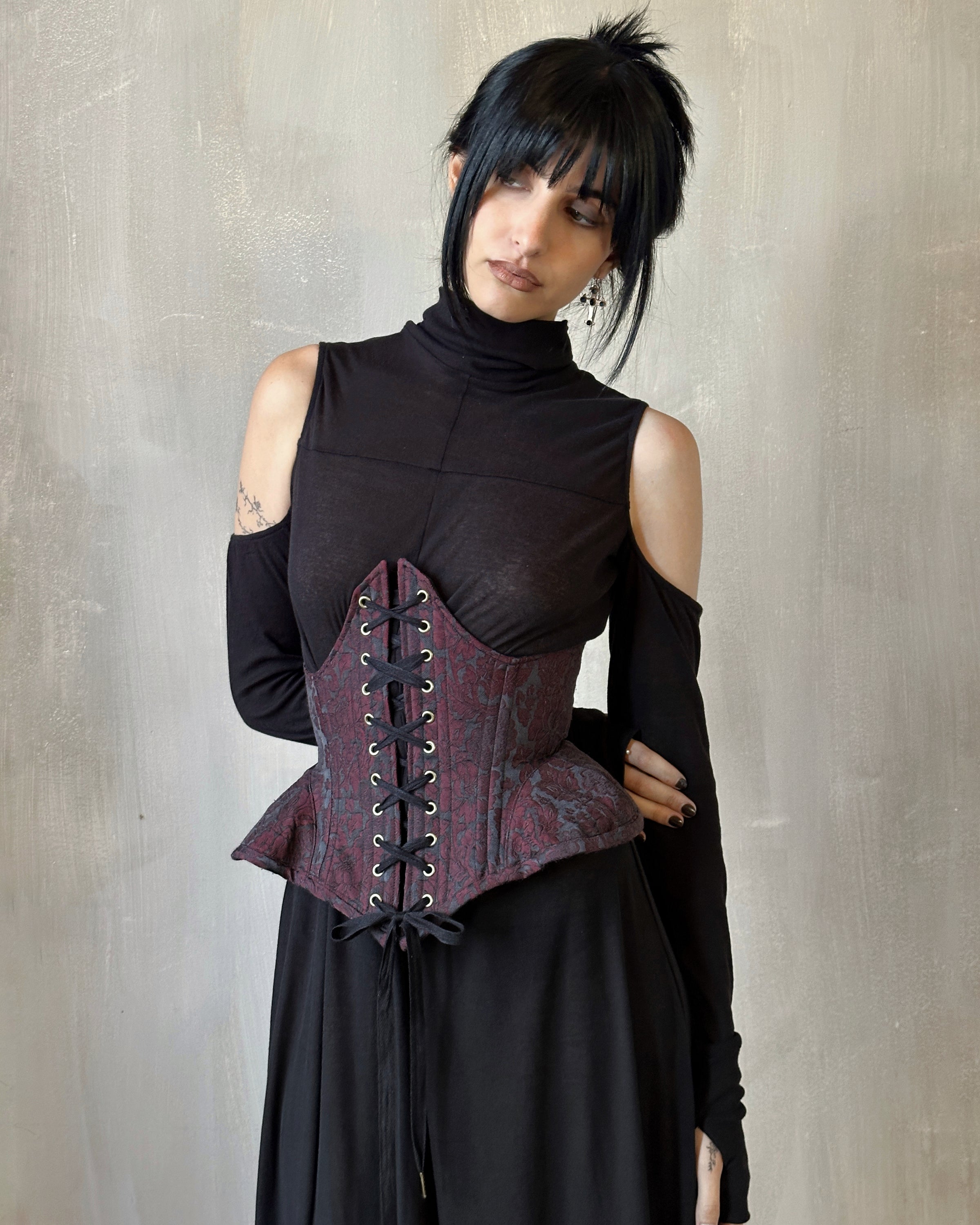 FW'24: Underbust Pannier Corset in "Blood Floral" Silk (Pre-Order, Lim