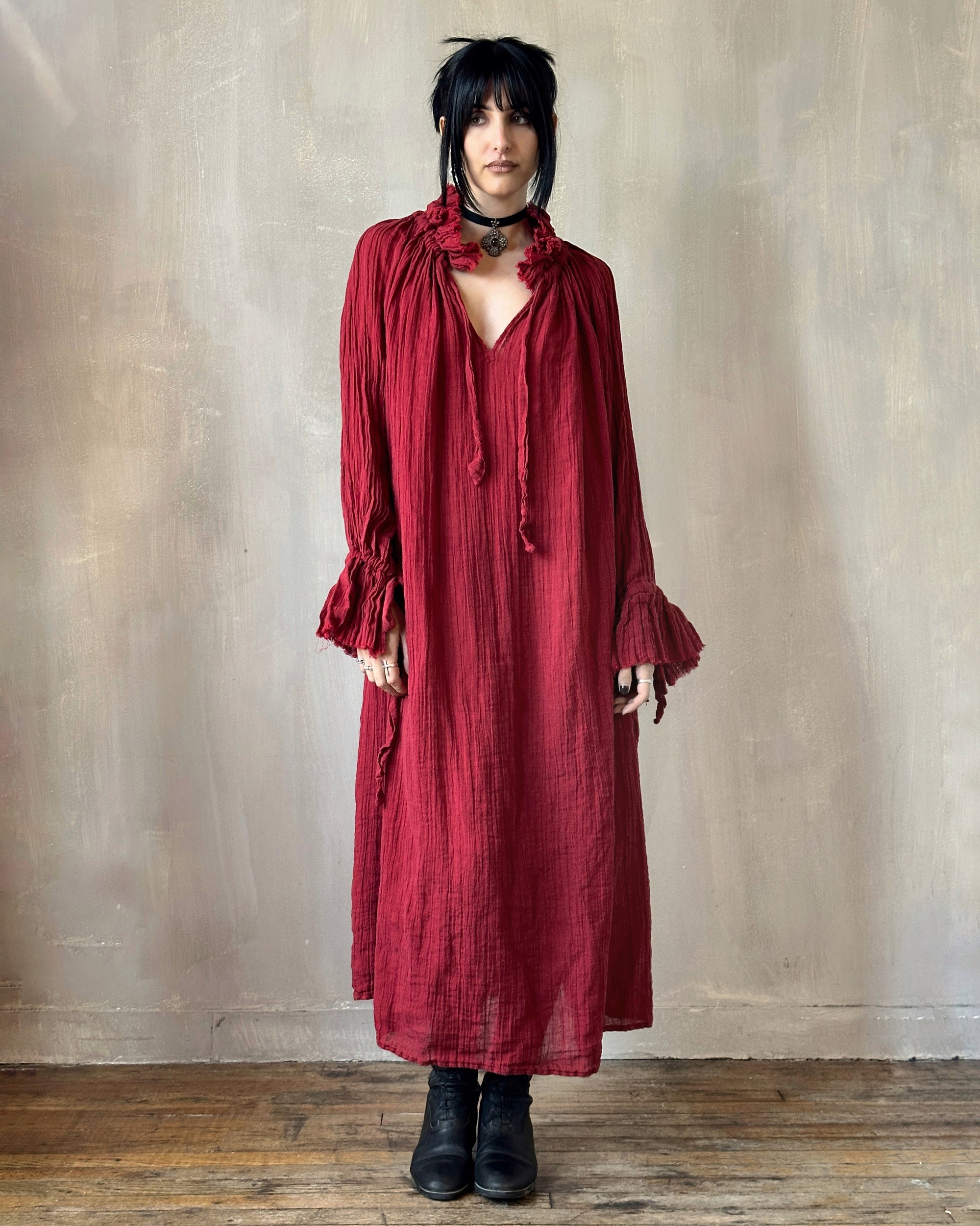 Ultra Maxi Alchemist Chemise in Burnt Red Linen