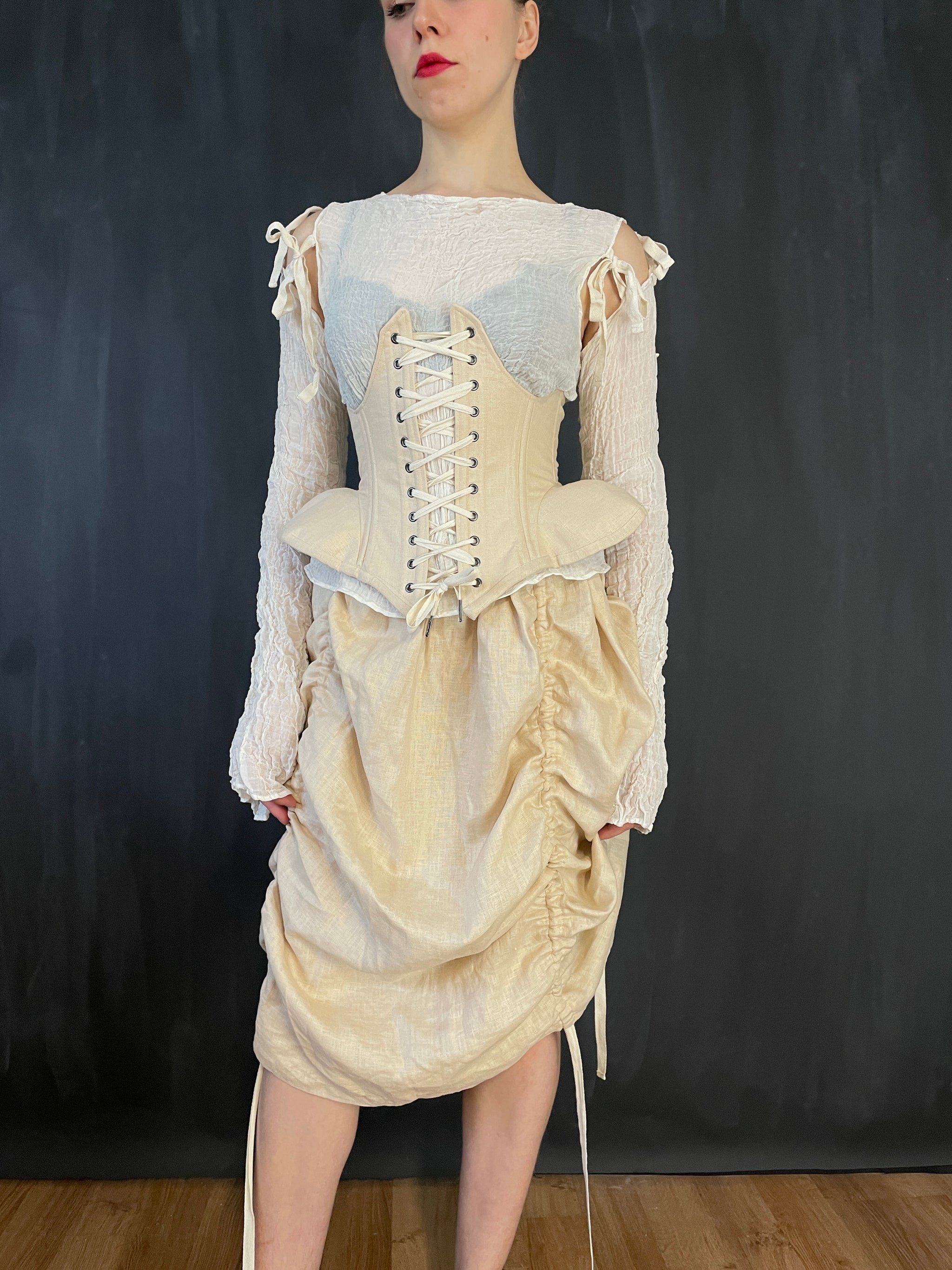 FW 2022: Underbust Pannier Corset in Champagne Linen – NUIT Clothing ...